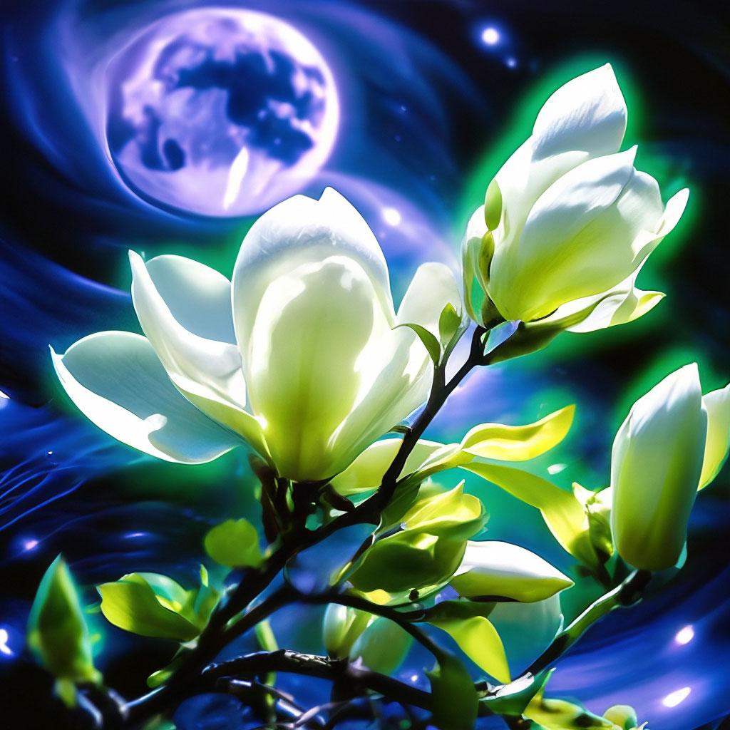 "Moonlight Magnolia Flying Dragon Green and yellow Rose Leaves ...