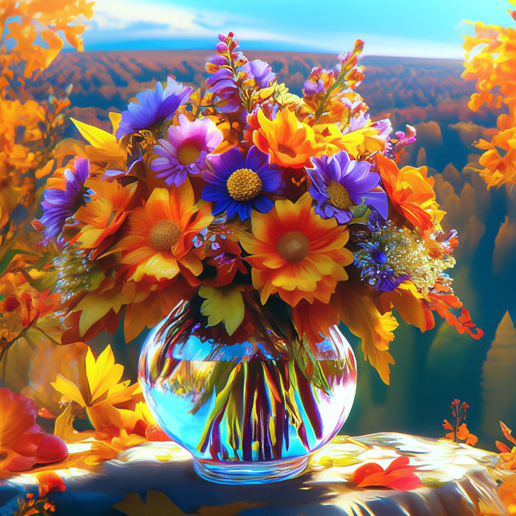 "Royal bouquet of beautiful autumn flowers, in unusual, saturated ...