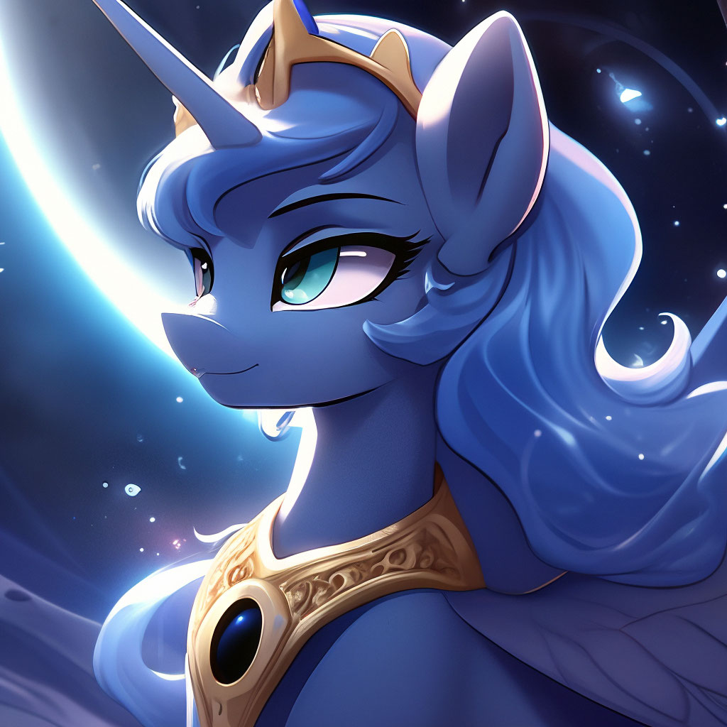 "Mlp Princess luna in space, planet in space, close-up, high detail ...