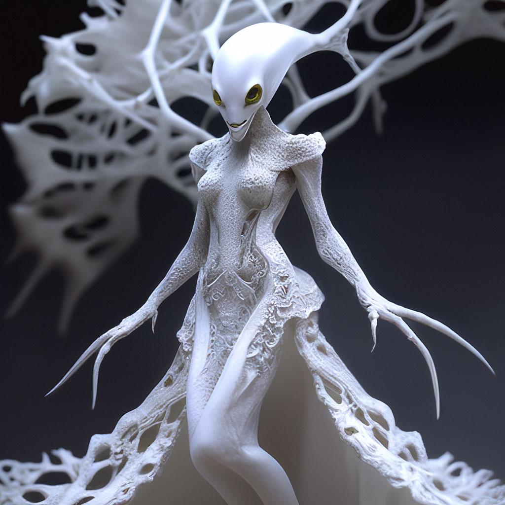"Beautiful alien with white skin hair from ectoplasmoid fractal bas ...
