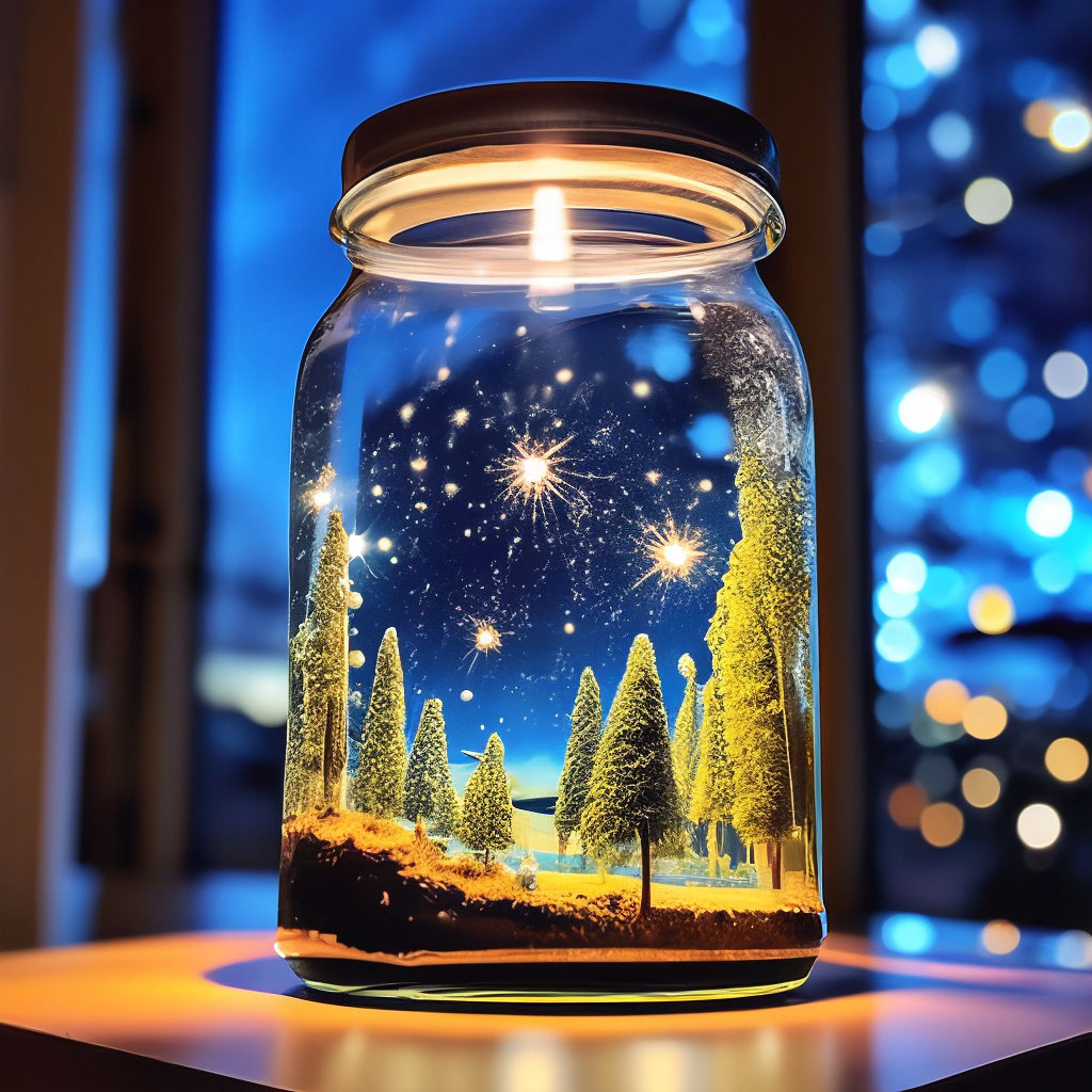 "A clear night in a glass jar" — image created in Shedevrum