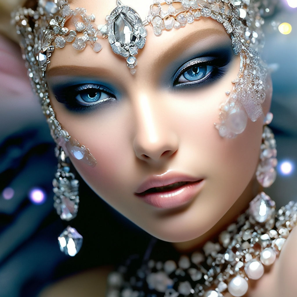 "Hyperrealism, diamond painting, romance, Smokey ice makeup, D&G style ...