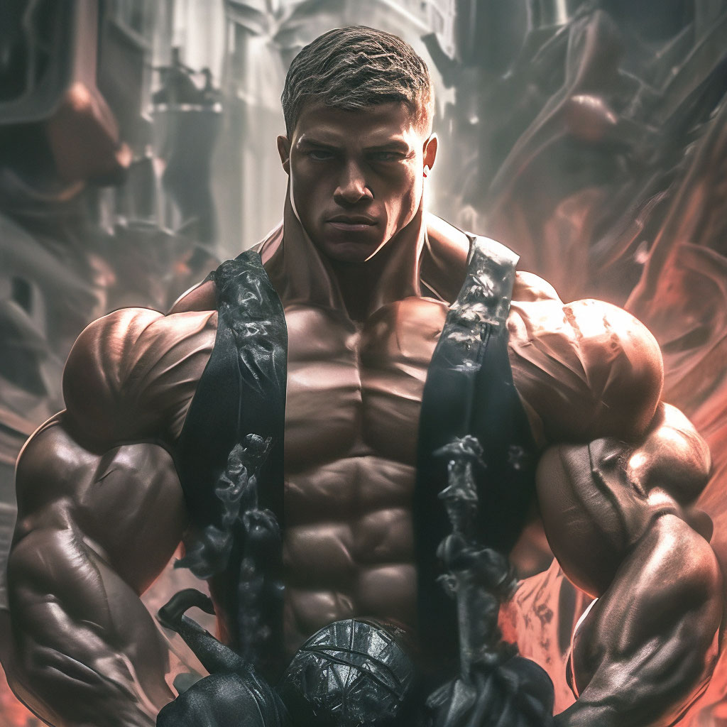 "Muscles of steel" — image created in Shedevrum