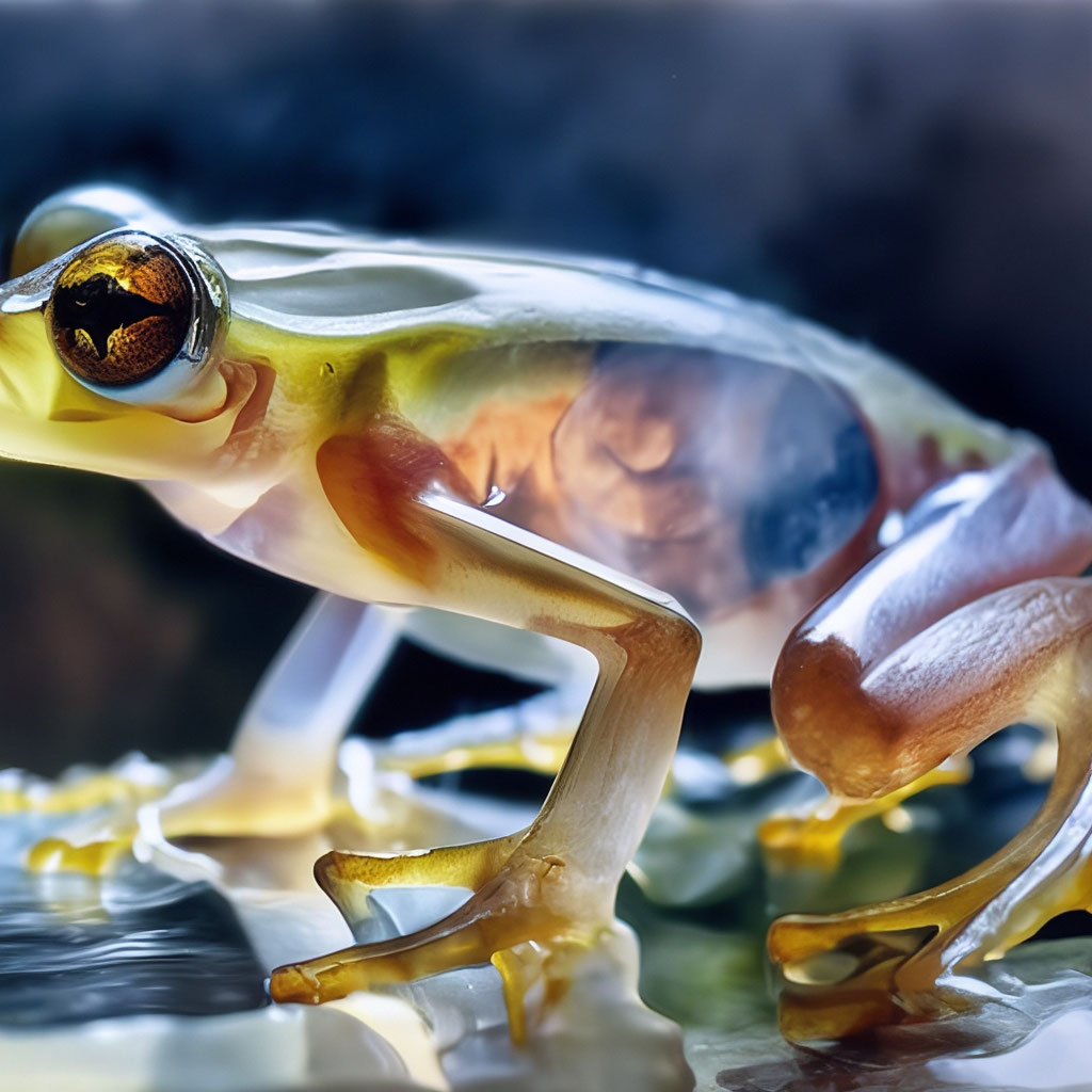 "Transparent frog visible organs" — image created in Shedevrum