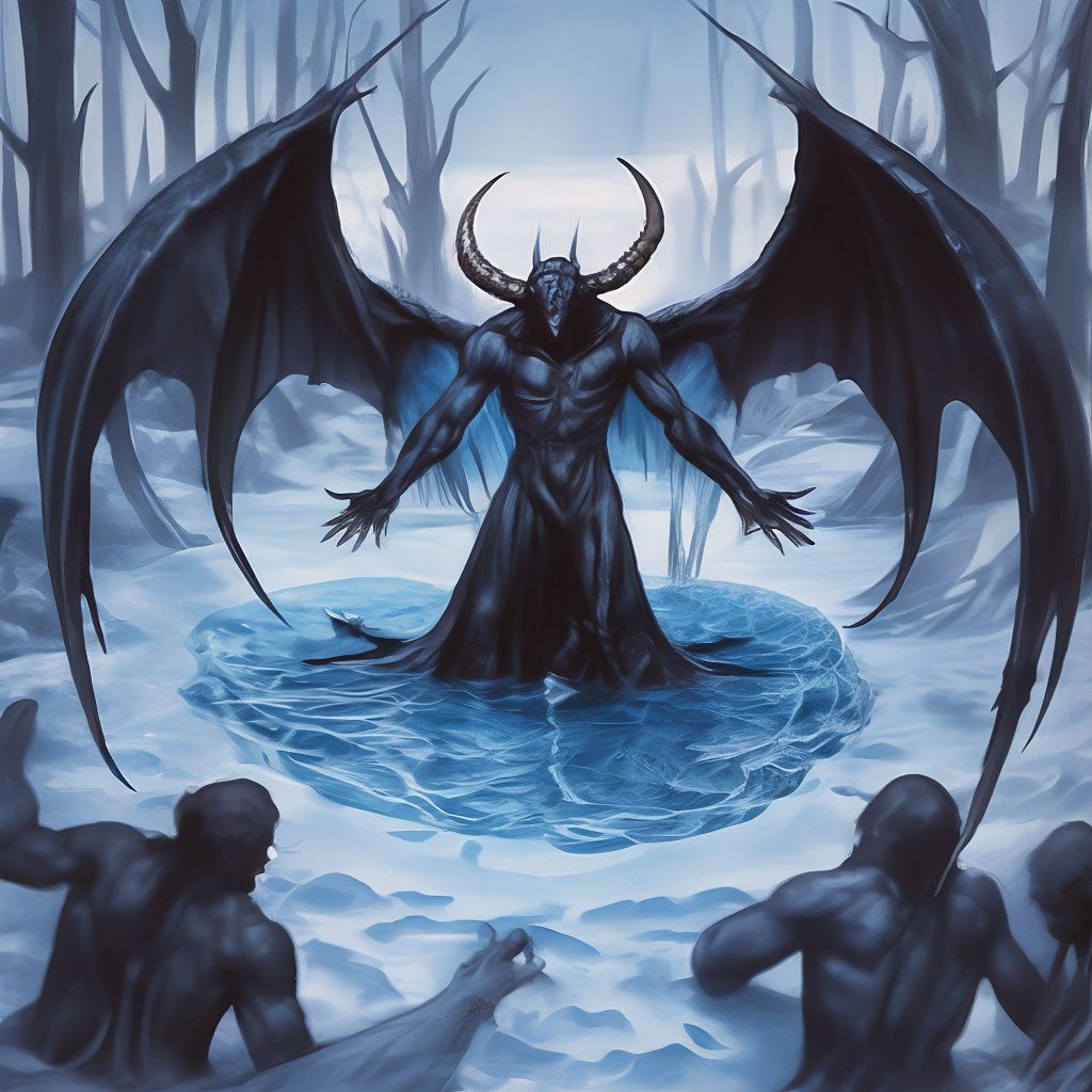 "9 circle of hell: betrayal, permafrost.There is a frozen lake Cocytus ...