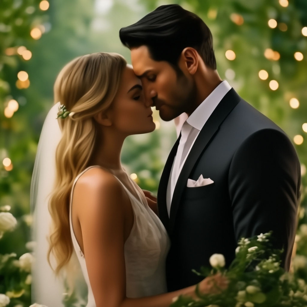 "Lucifer and Chloe's wedding in the Garden of Eden. He lifts her veil ...