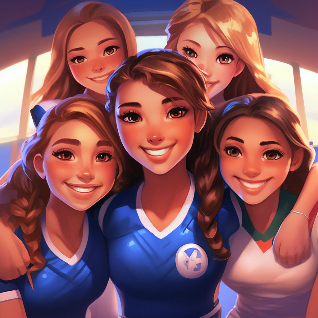 "Team of girls, girls and friendship" — image created in Shedevrum
