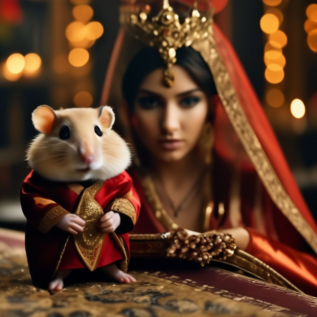 "The hamster and the Shamakhan Queen" — image created in Shedevrum