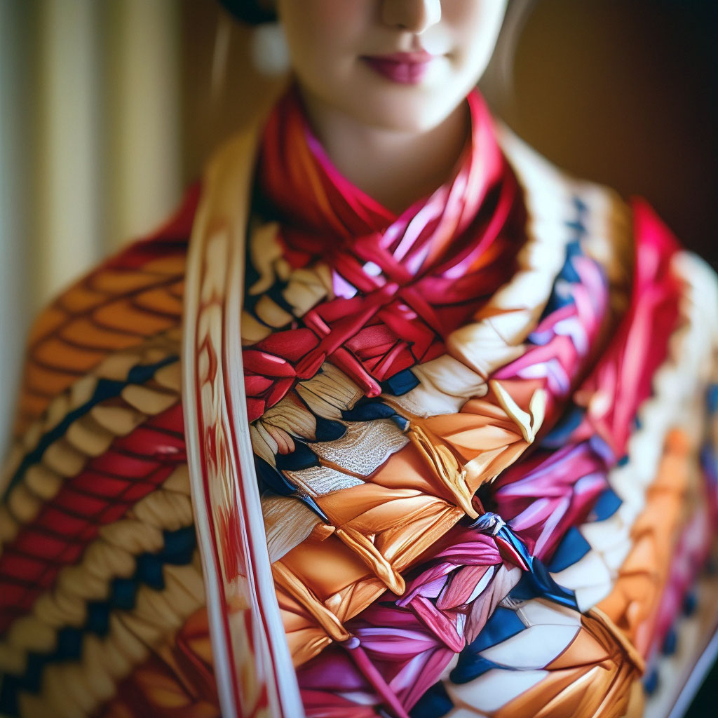 "Shawl in kanzashi technique" — image created in Shedevrum