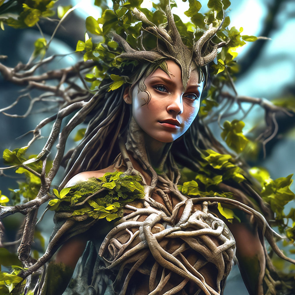 "Dryad girl symbiosis of the roots of branches and foliage,myths ...