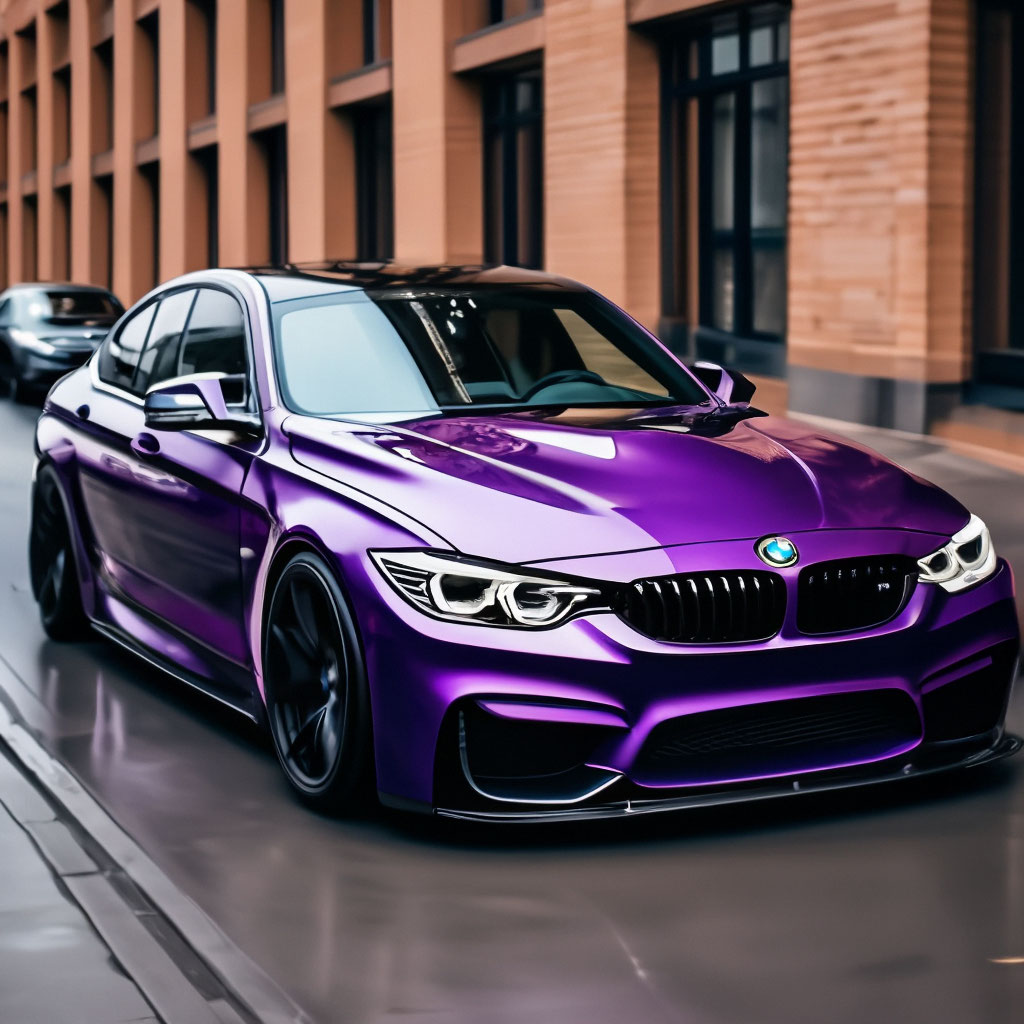 "BMW of the latest brand, purple in color." — image created in Shedevrum