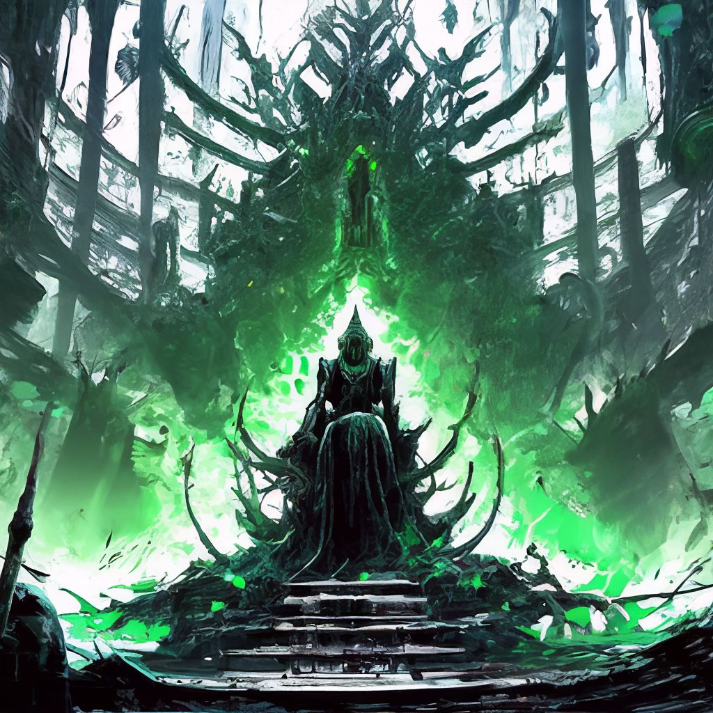 "Primordial horror, necrotic basis, parasitic organism, throne room of ...