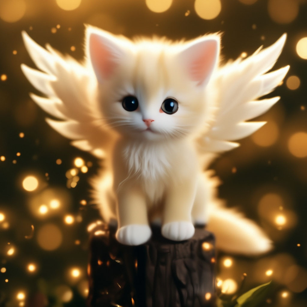 "MINI CAT( •ᴗ• ) a small, tiny, cute, pale yellow fluffy kitten with ...