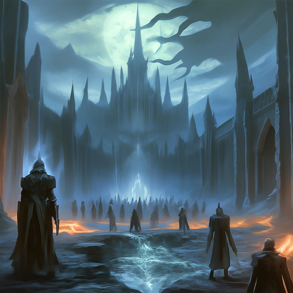 "The Elven kingdom of the undead, engraving" — image created in Shedevrum