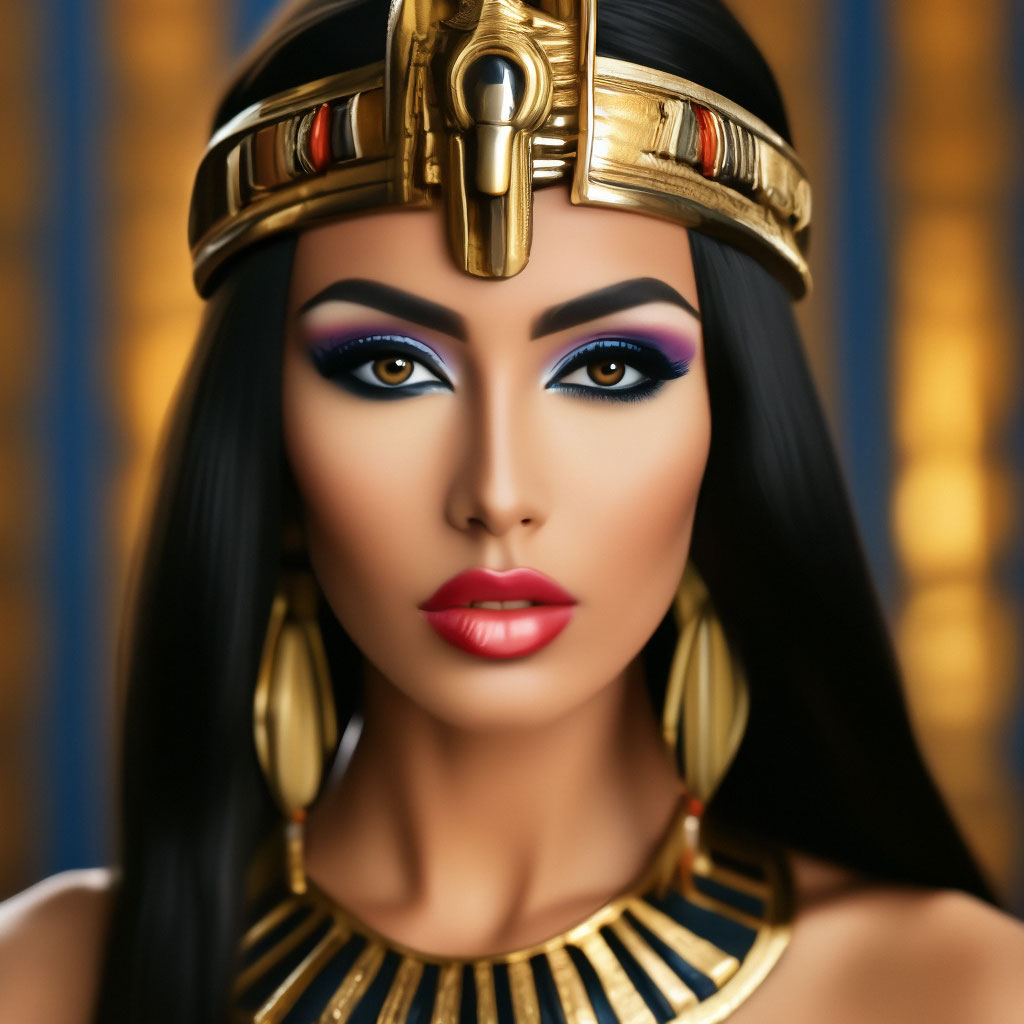 "A model in the image of the Egyptian princess Cleopatra, plump bright ...