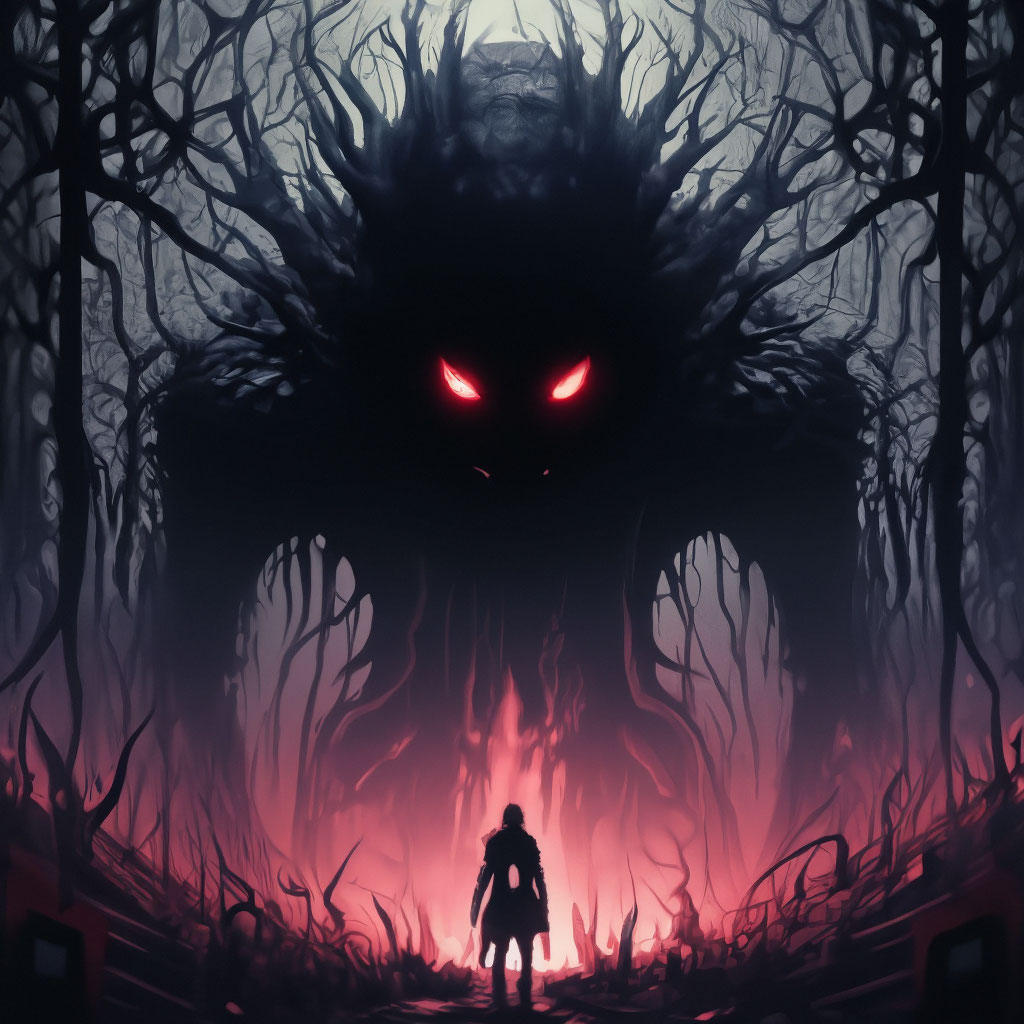 "Darkness, shadow, darkness, evil" — image created in Shedevrum