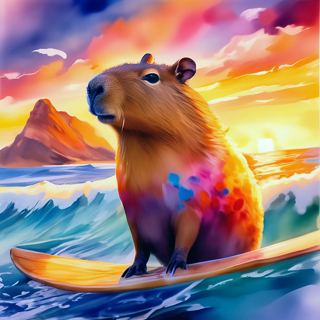"Festival of colors, sunset, soaring islands, pieces of du sh, capybara ...
