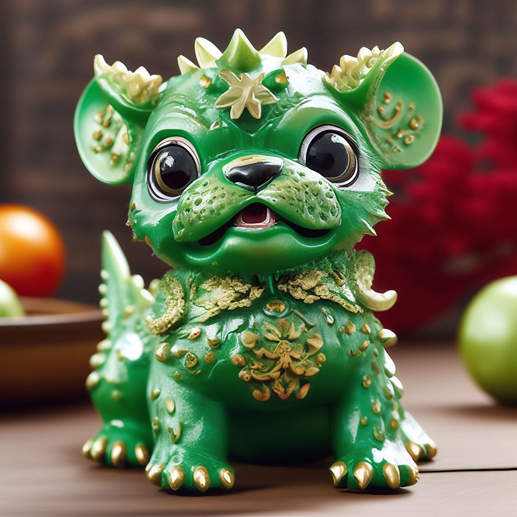 "A charming creature embodying a combination of a pug and a dragon ...