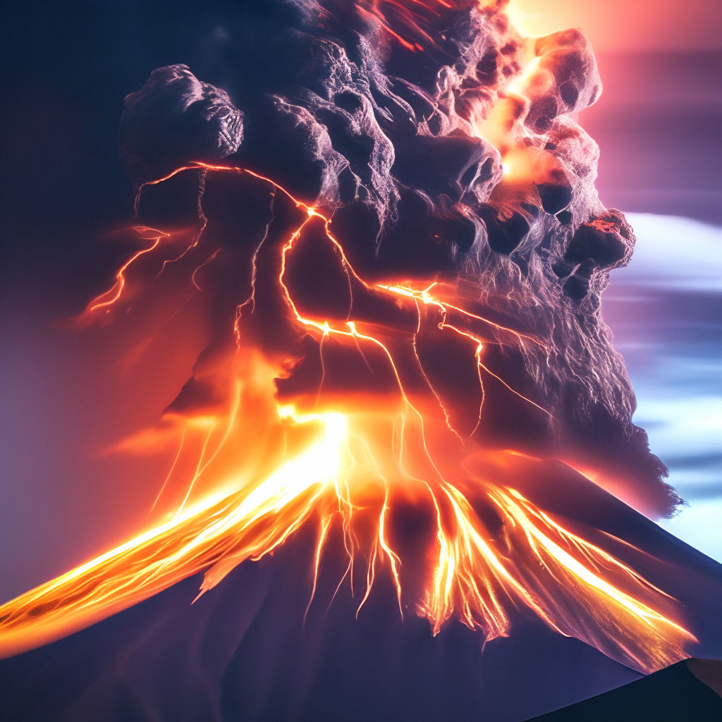 "Volcanic spectacular lightning bolts that strike from the crater and ...