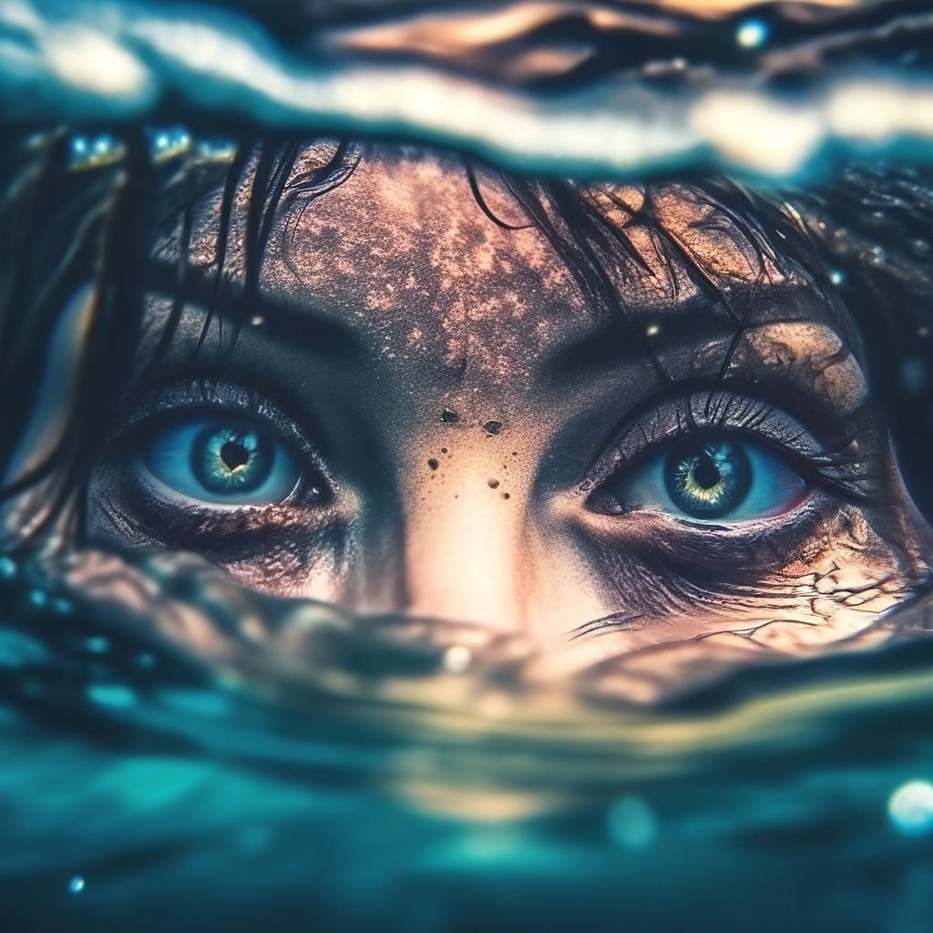 "I'm drowning in your eyes" — image created in Shedevrum