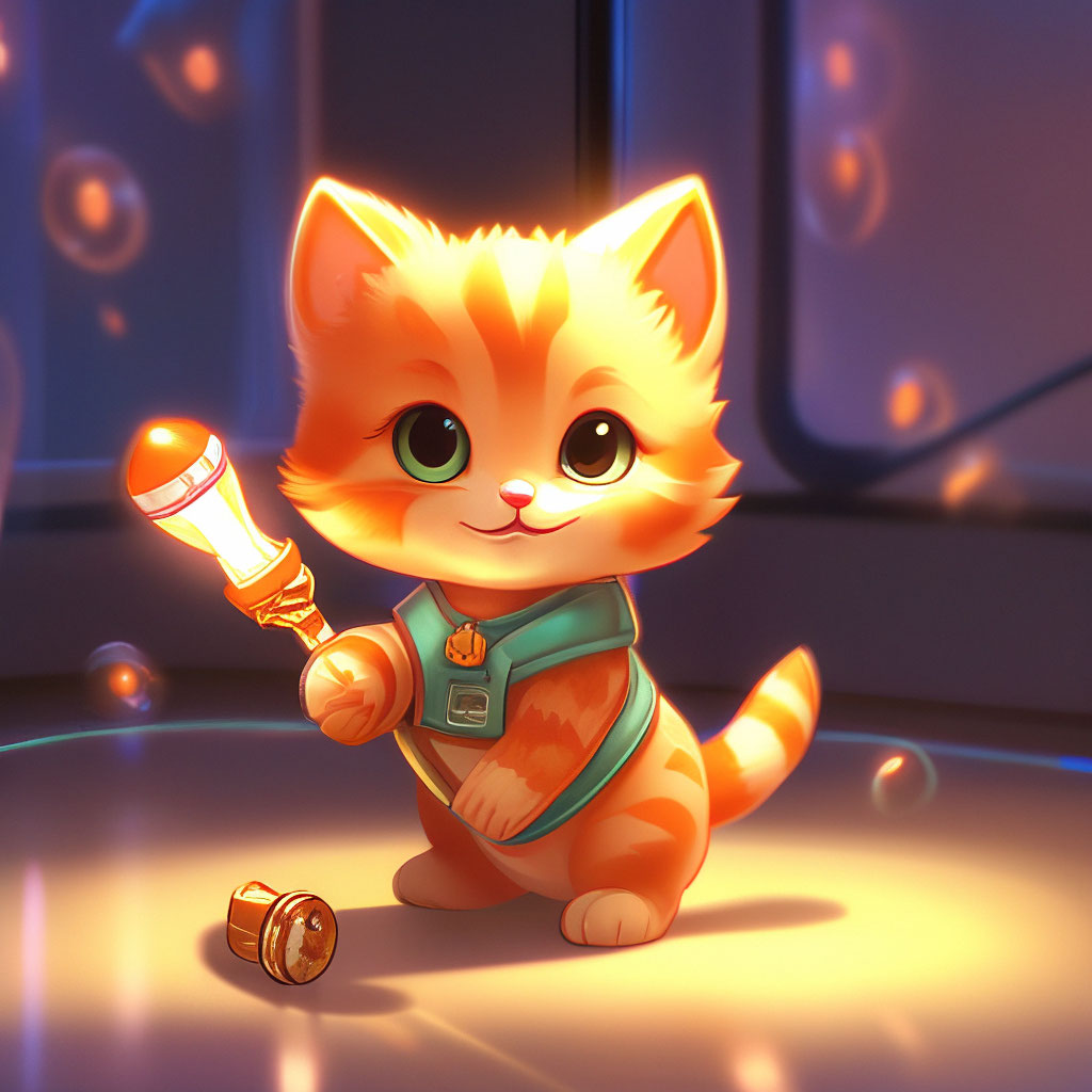 "Cute ginger cat baton" — image created in Shedevrum