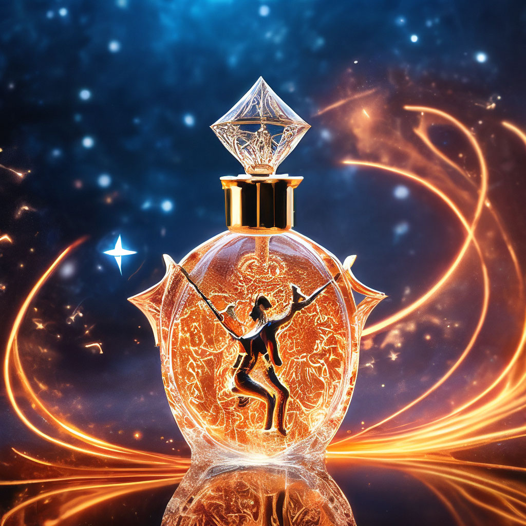 "Fiery filigree perfume bottle in the shape of a Sagittarius man ...