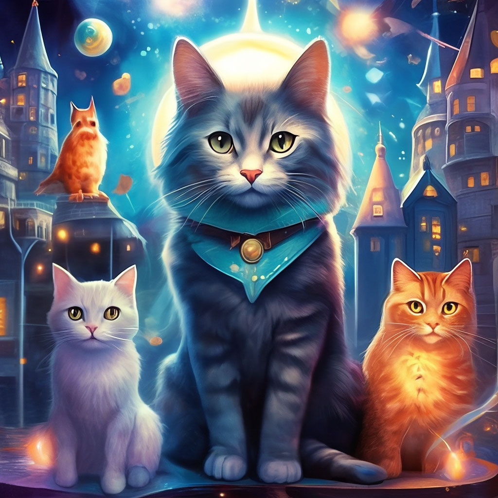 "The modern world of magic and cats and animals" — image created in ...