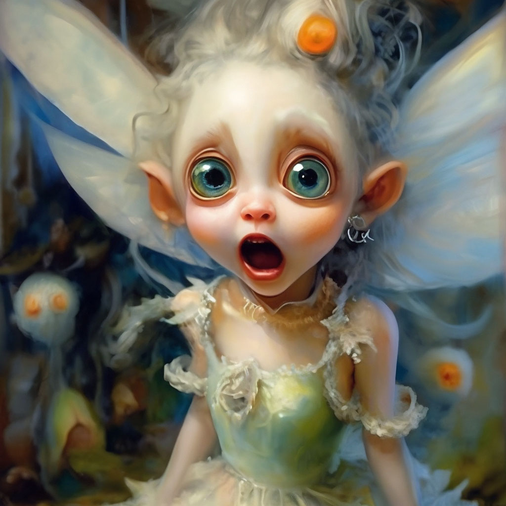 "Print, silly little eye, awkward, wild micro fairy, on the verge of ...