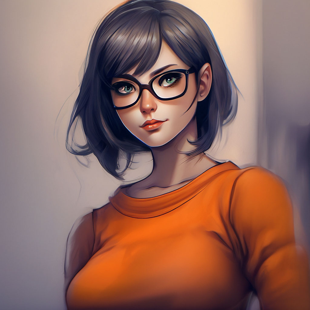 "Velma from Scooby Doo,sketch,view from afar, drawing,manga,sketch ...