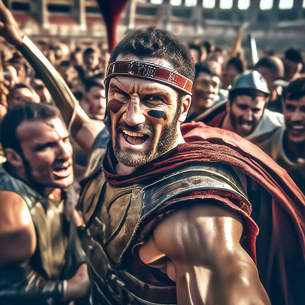 "Ancient Rome, Spartacus fight with gladiator in the arena, beautiful ...