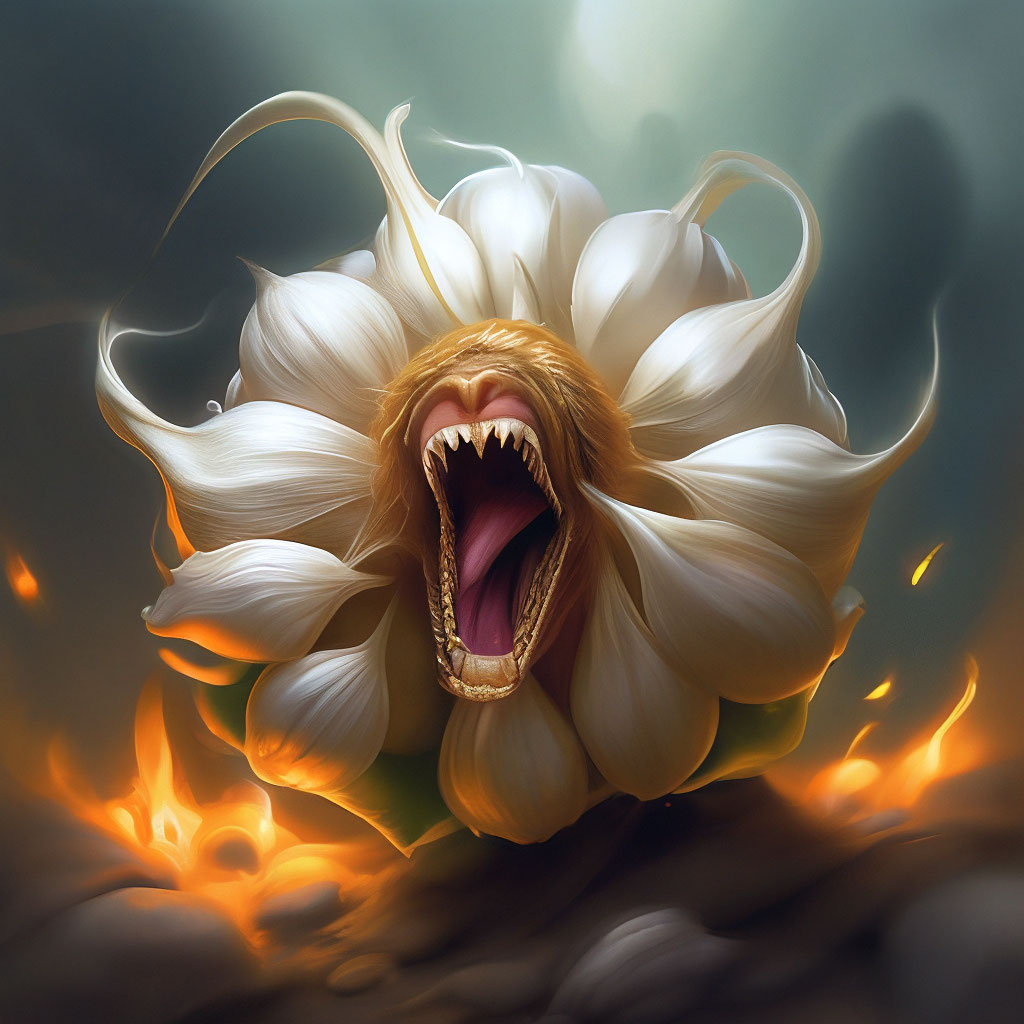 "Angry garlic" — image created in Shedevrum