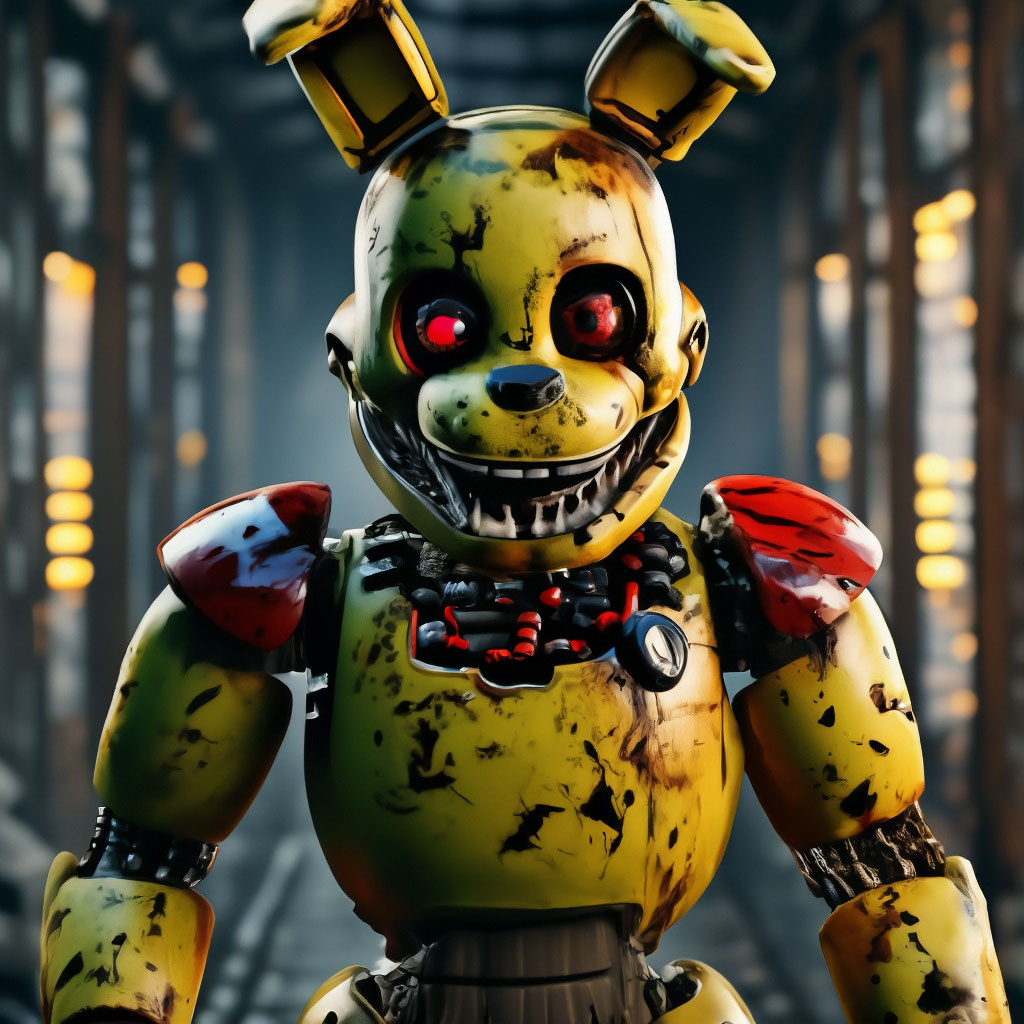 "Springtrap in fnaf 9 Creepy, full-length" — image created in Shedevrum