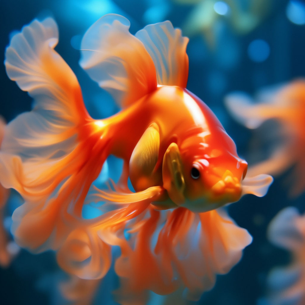 "Incredibly beautiful magical goldfish big with curly fins bright ...