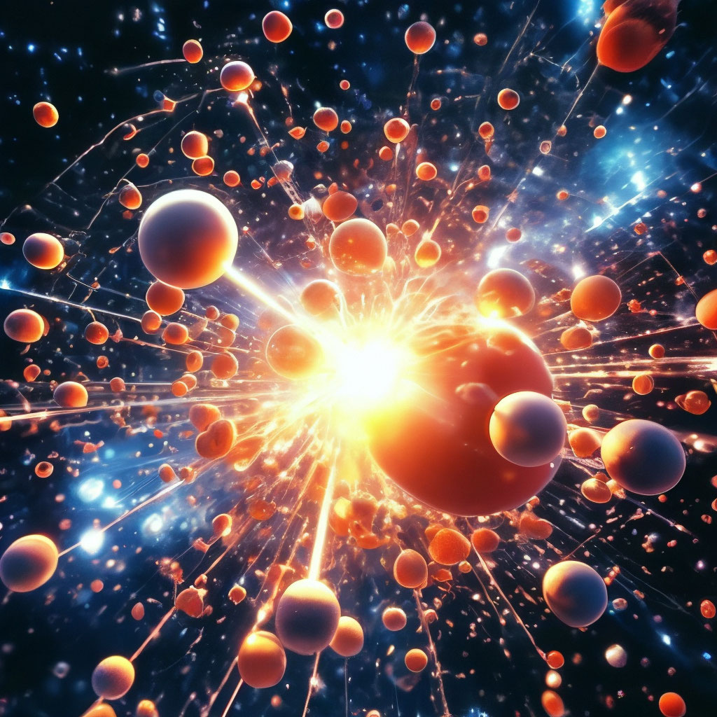 "Collision of atoms in the universe" — image created in Shedevrum