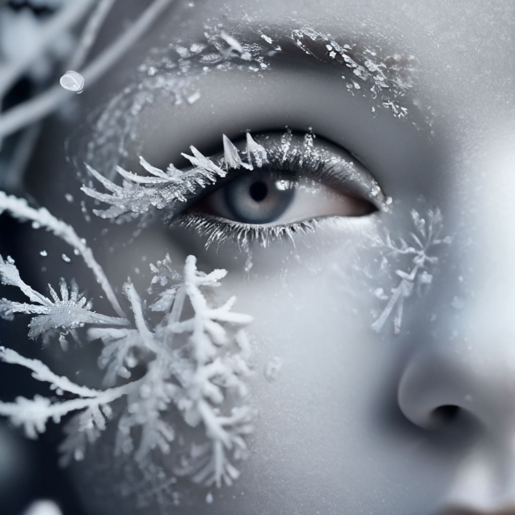 "Snowy eyelashes, snow, joyfully, delicate tones, botanikal art ...