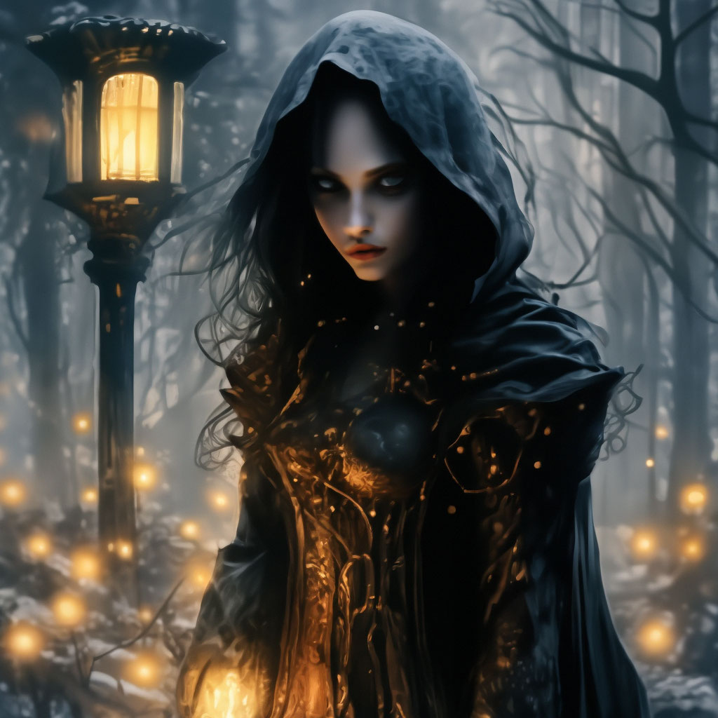 "Creep character, Christmas trees, garlands, lanterns, lights, sparks ...