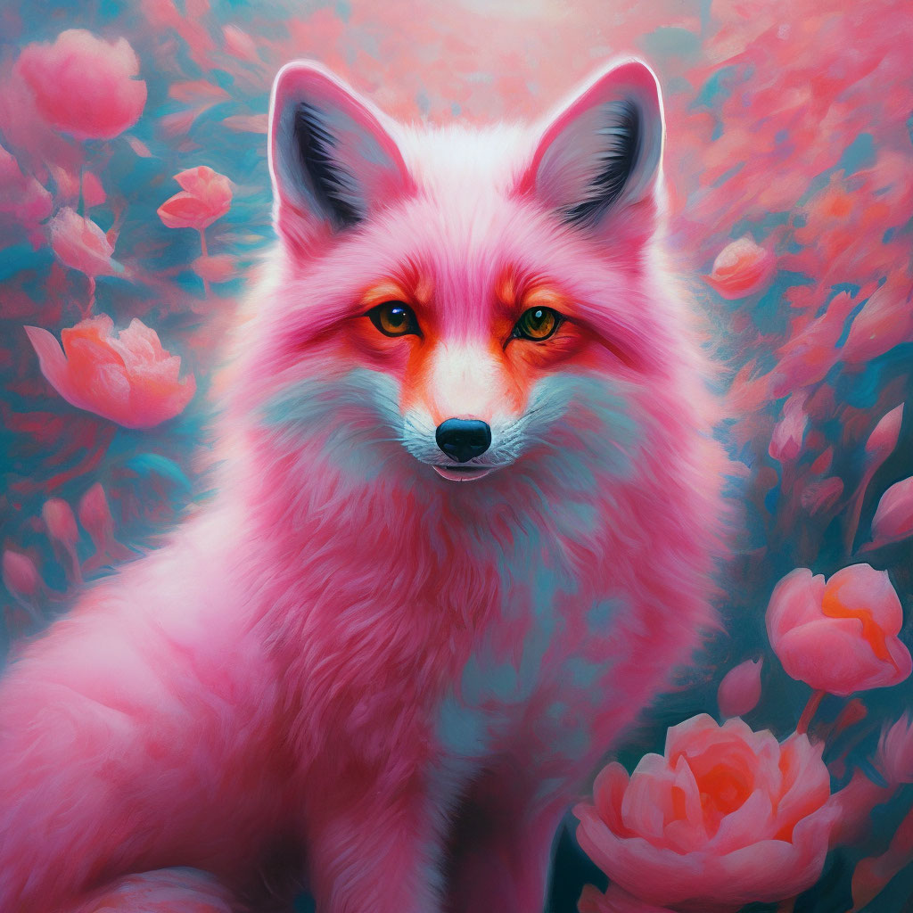 "The pink fox" — image created in Shedevrum