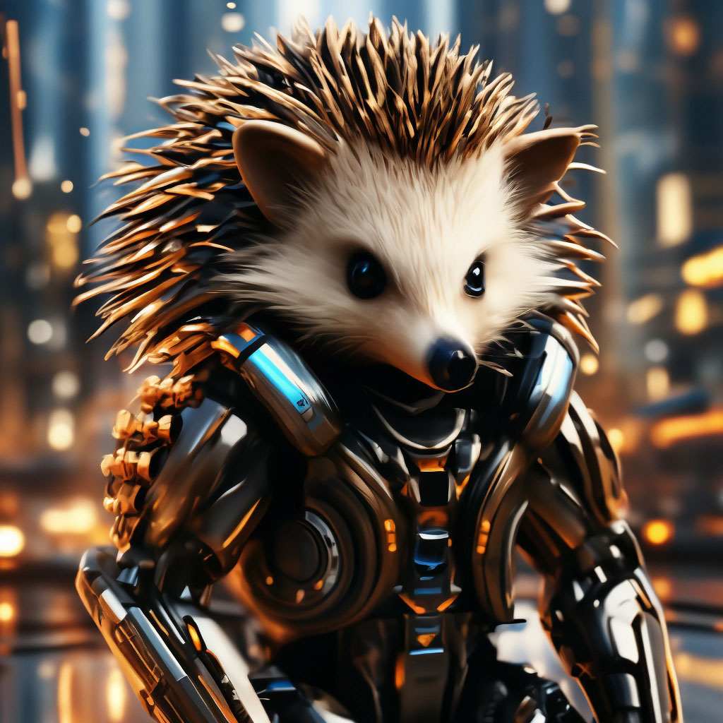 "Cyber hedgehog" — image created in Shedevrum