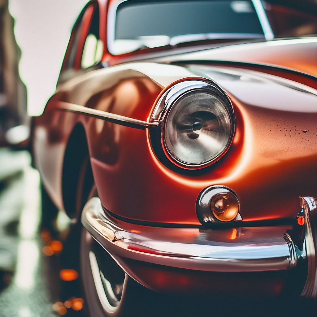 "A close up of a red car on a city street, a photo, pexels contest ...
