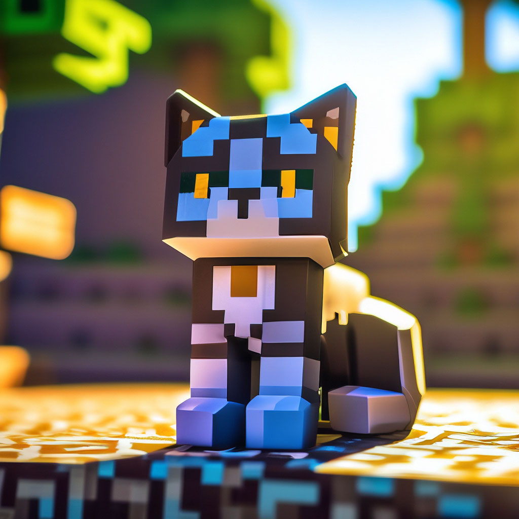 "Minecraft style cat , aesthetically pleasing, beautiful, high ...