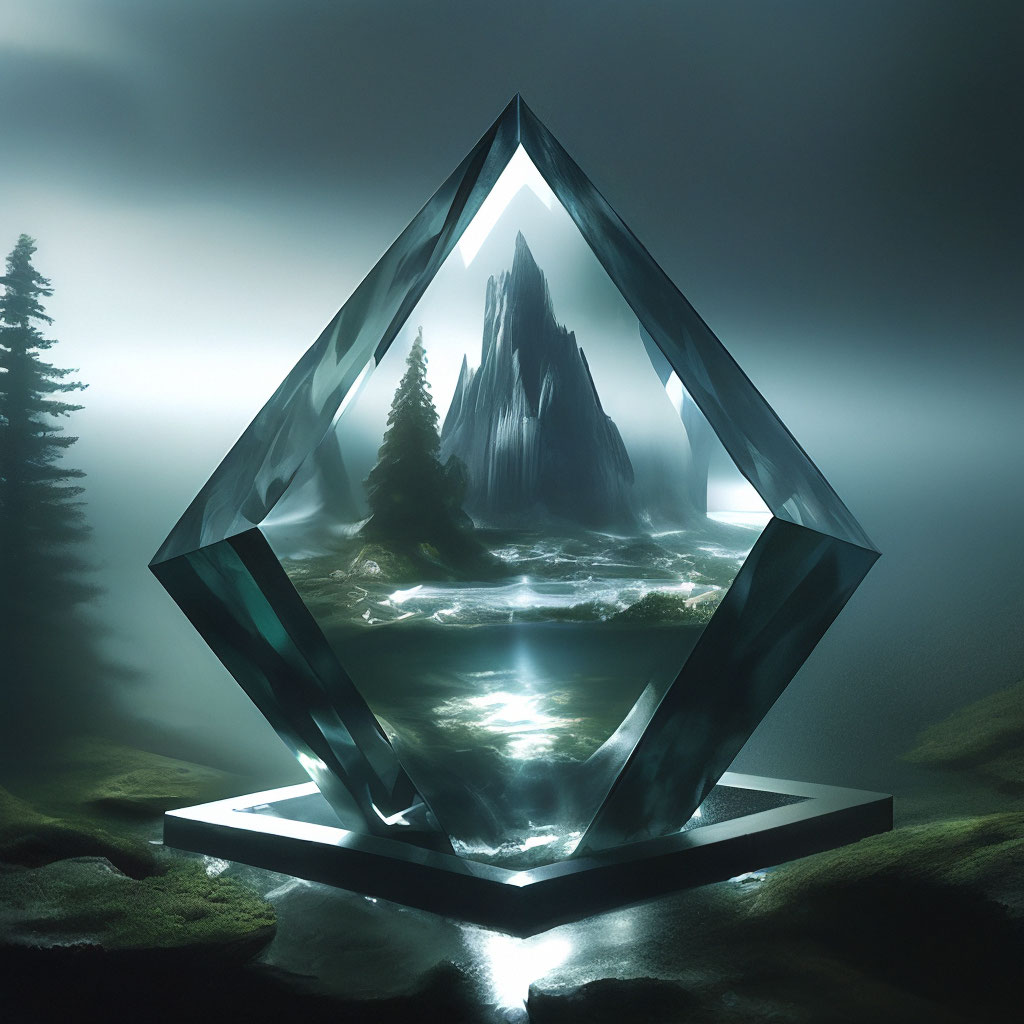 "The world inside the glass diamond" — image created in Shedevrum