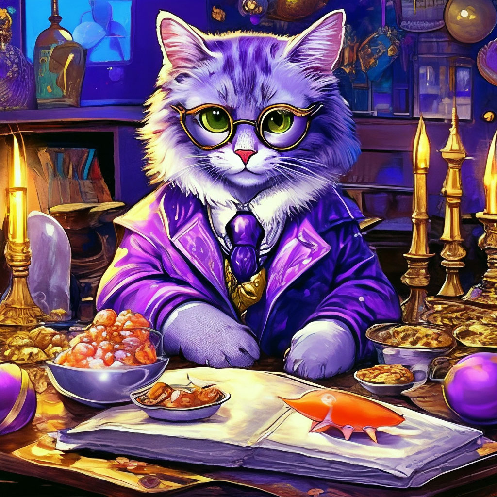 " New Year's adventures🎄 The creaky purple cat Pushkin in scientist ...