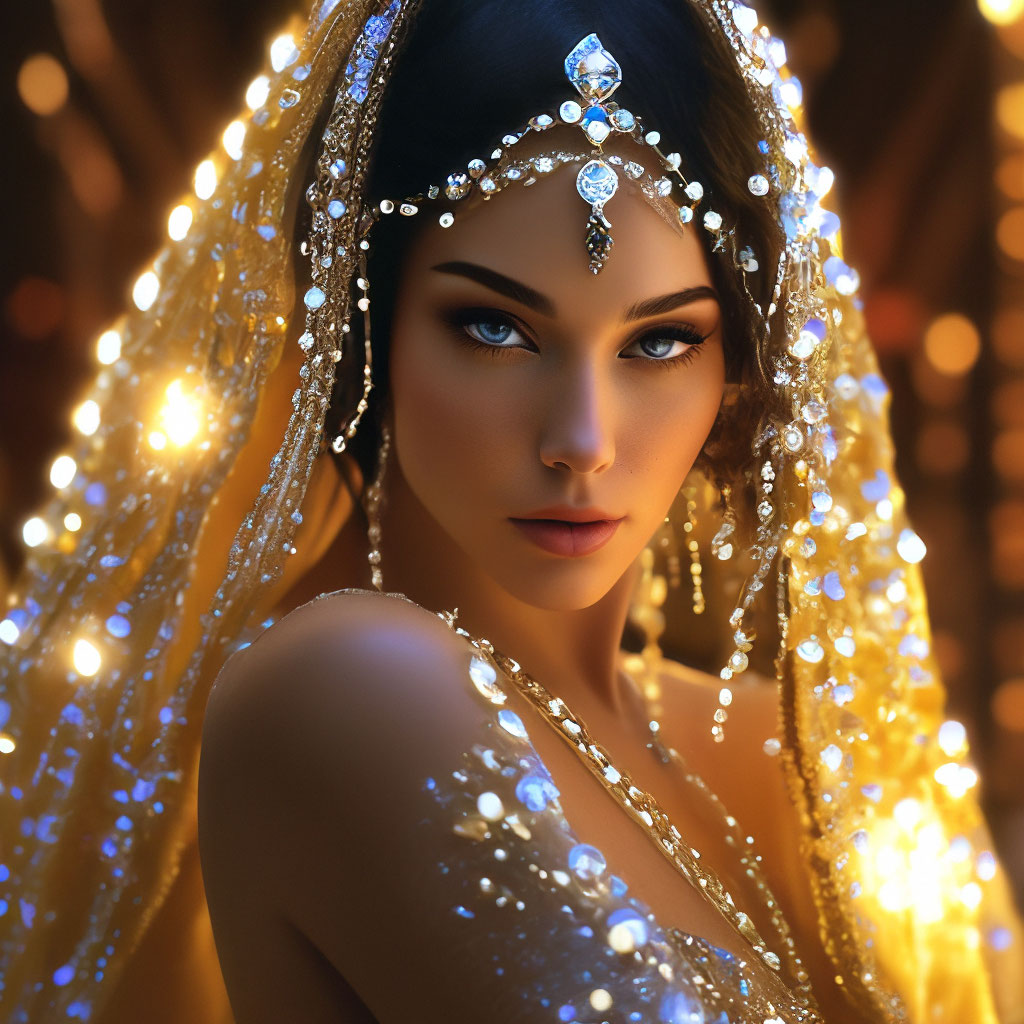 "Oriental dancer, silk, veil, pearls, amber, diamonds, fabulous style ...