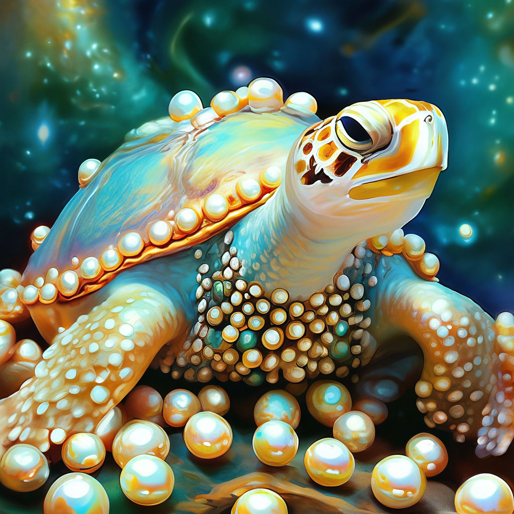 "Turtle made of pearls" — image created in Shedevrum