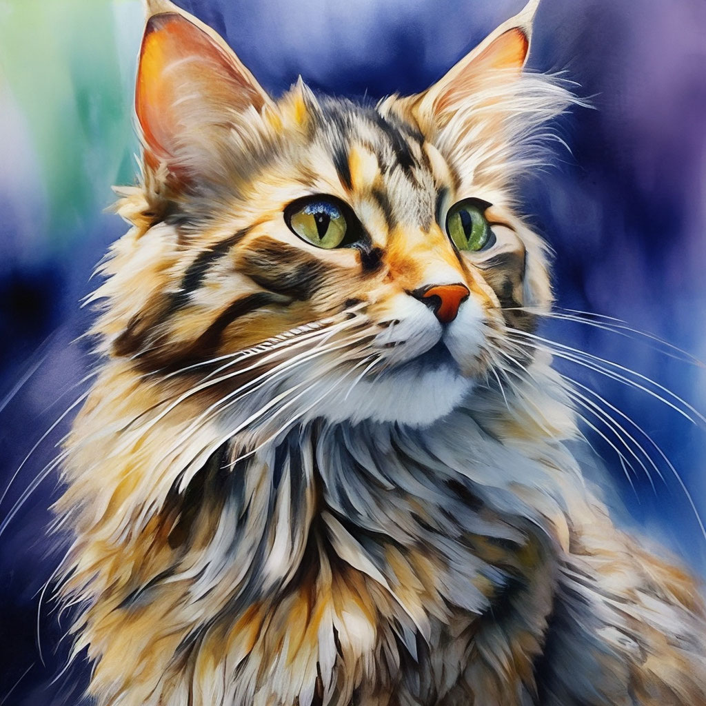"Atmaspheric Mai Kun cat painted in watercolor, hyperalism,, beautiful ...