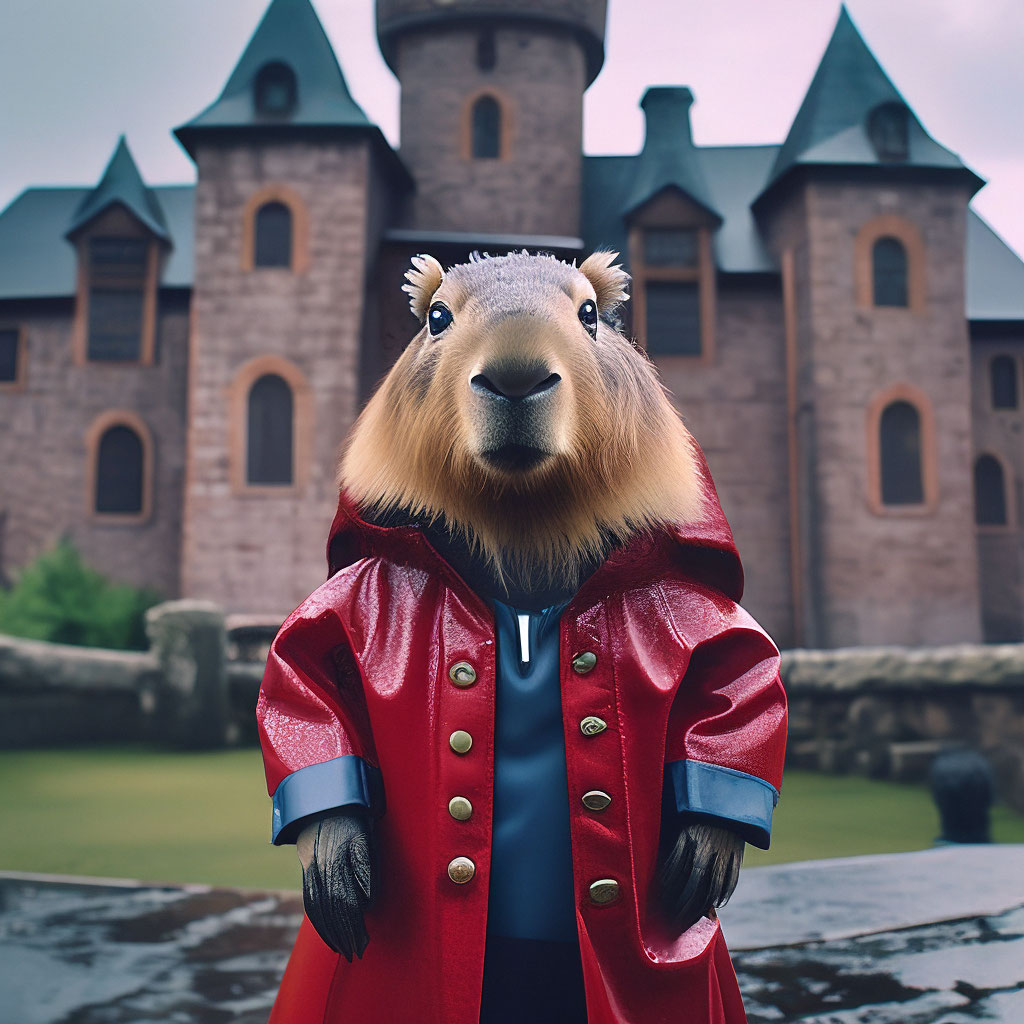 "Vampire capybara in a castle, aesthetically pleasing, beautiful, in a ...