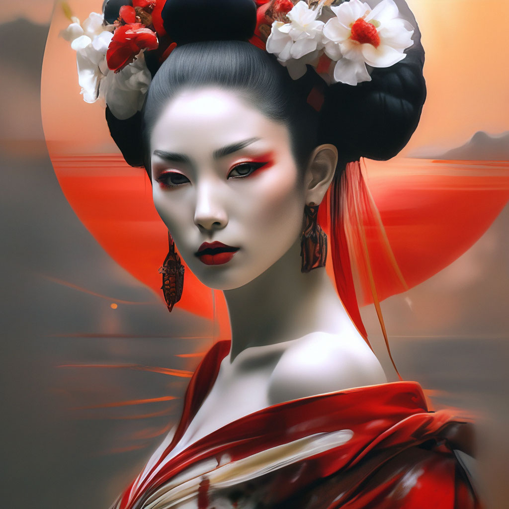 "🗯️ realism, geisha, realistic, open white shoulders, horror, very ...