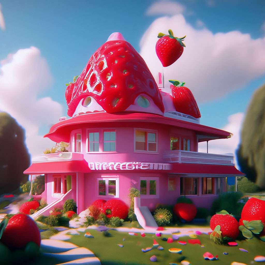 "Strawberry house" — image created in Shedevrum