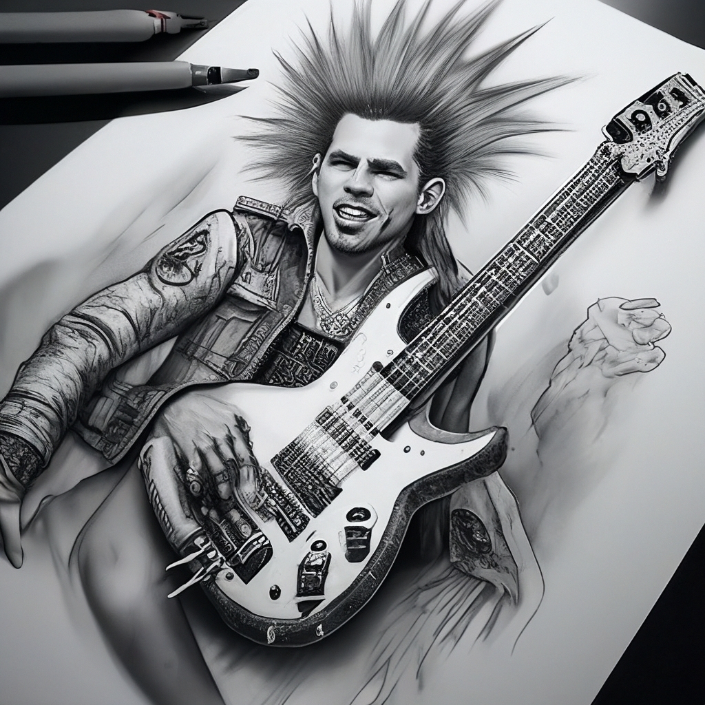 "Punk rock, drawn with a simple pencil" — image created in Shedevrum
