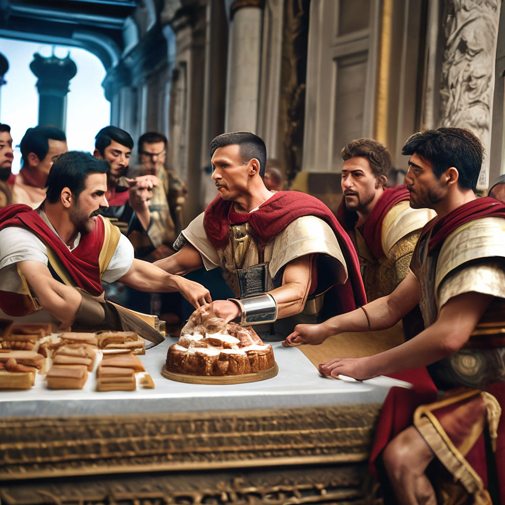 "Divide the cake and conquer, Julius Caesar conducts training with his ...